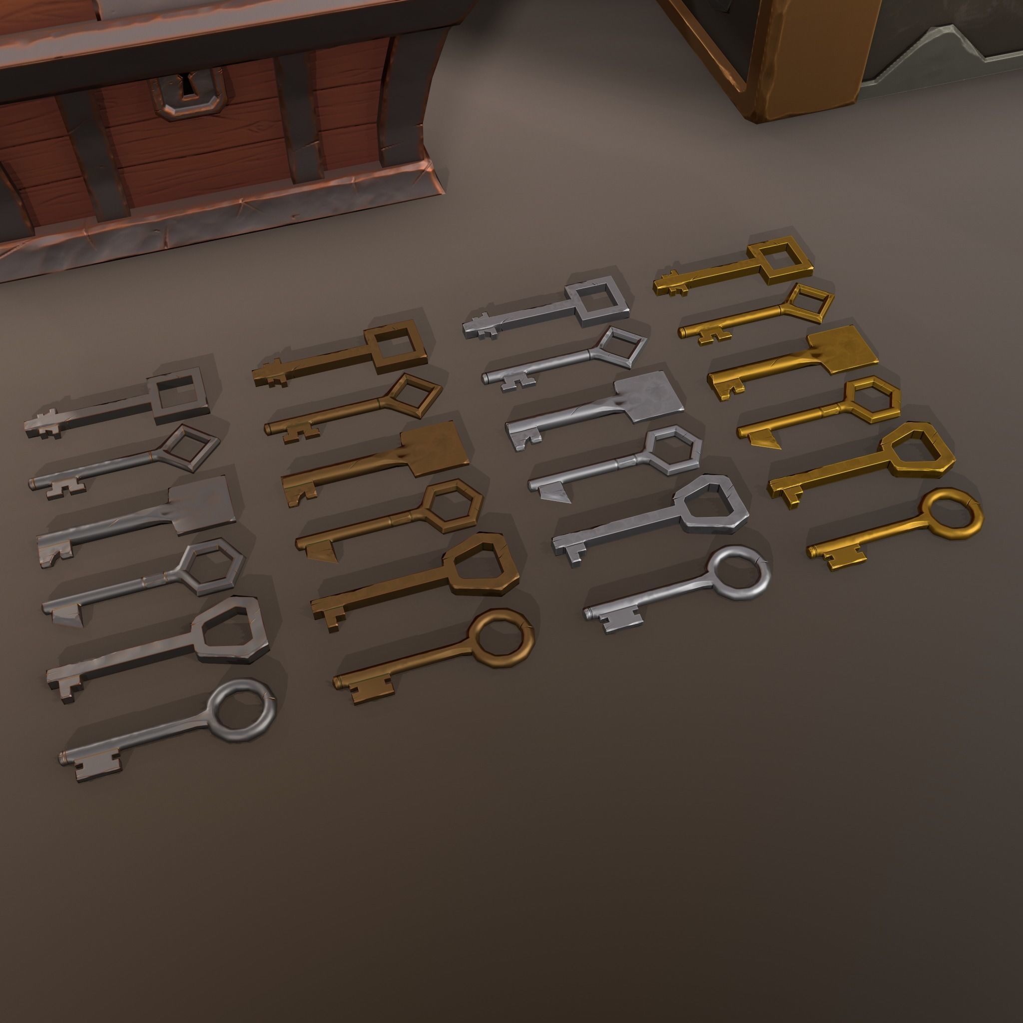 3D model STYLIZED MEDIEVAL - Keys and Chests VR / AR / low-poly | CGTrader