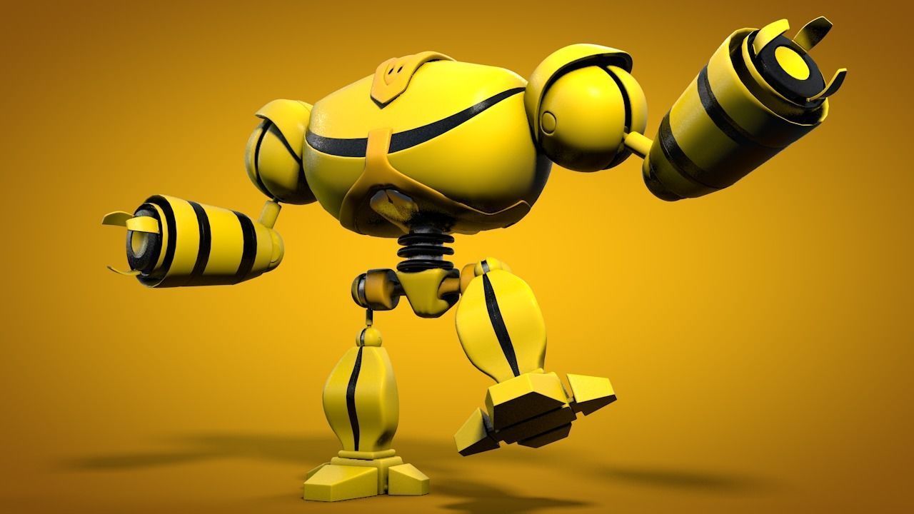 Yellow Robot 3D model rigged | CGTrader
