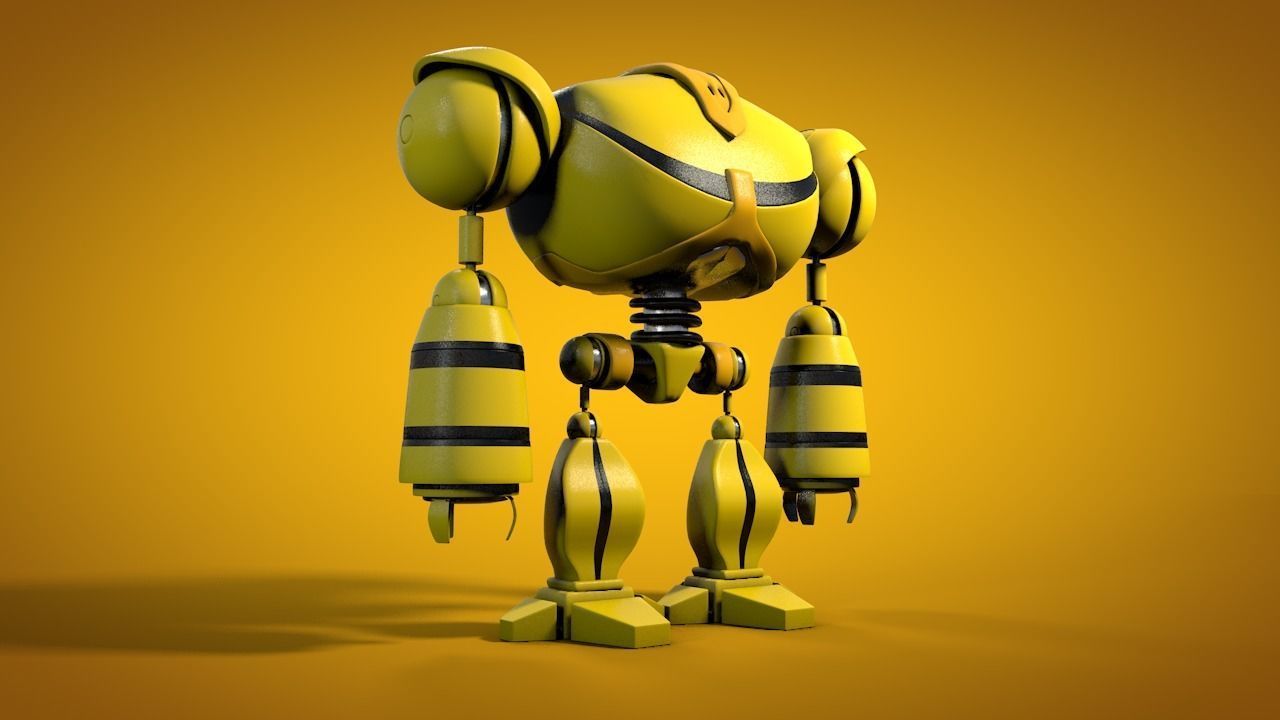 Yellow Robot 3D model rigged | CGTrader