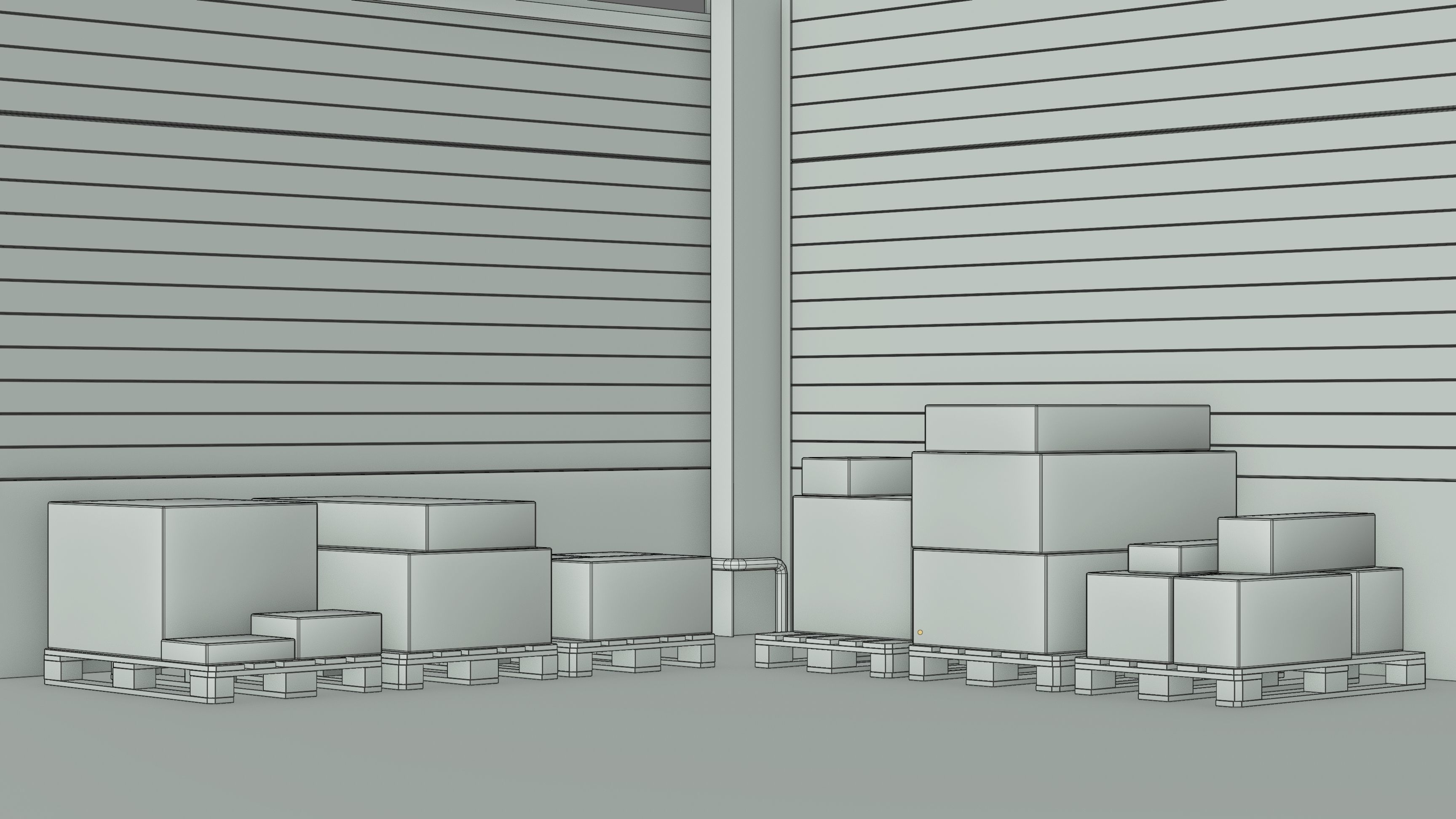 3D model Wooden pallets with boxes - Pack 2 - Textured VR / AR / low ...