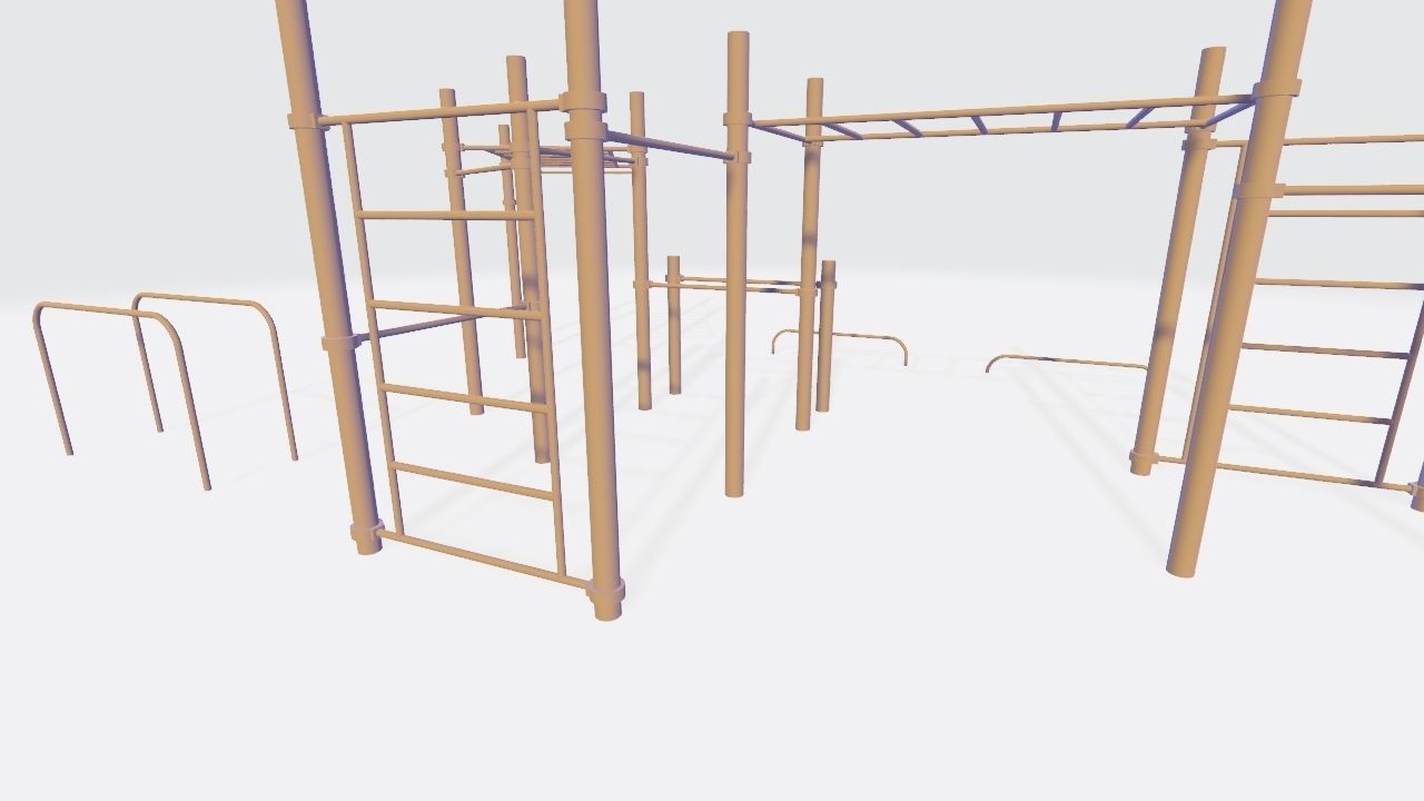 Calisthenics Station 2 Outdoor Fitness Equipment Street Workout 3D ...