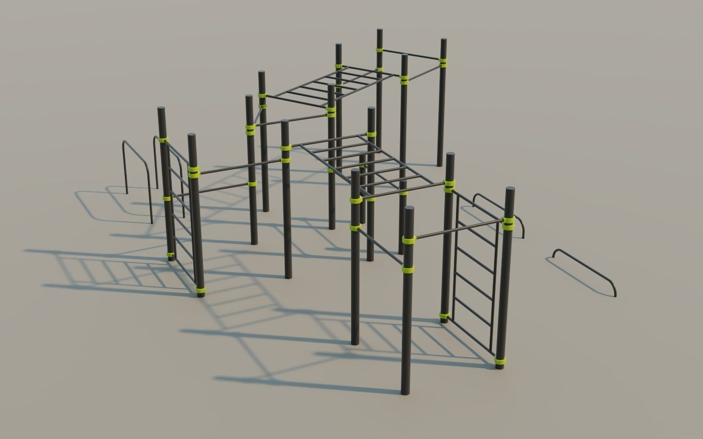 Calisthenics Station 2 Outdoor Fitness Equipment Street Workout 3D ...