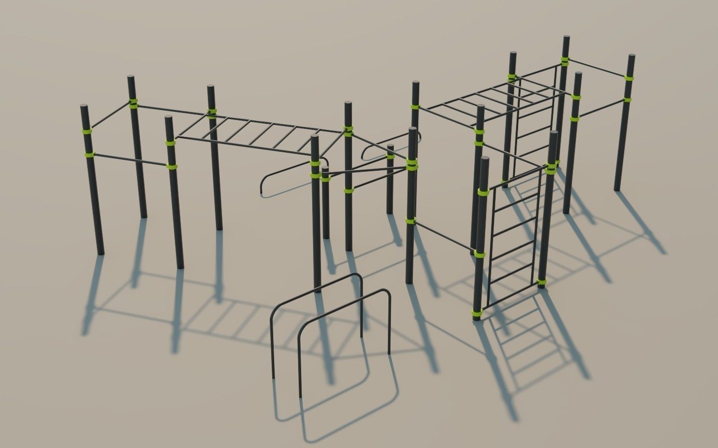 Calisthenics Station 2 Outdoor Fitness Equipment Street Workout 3D ...