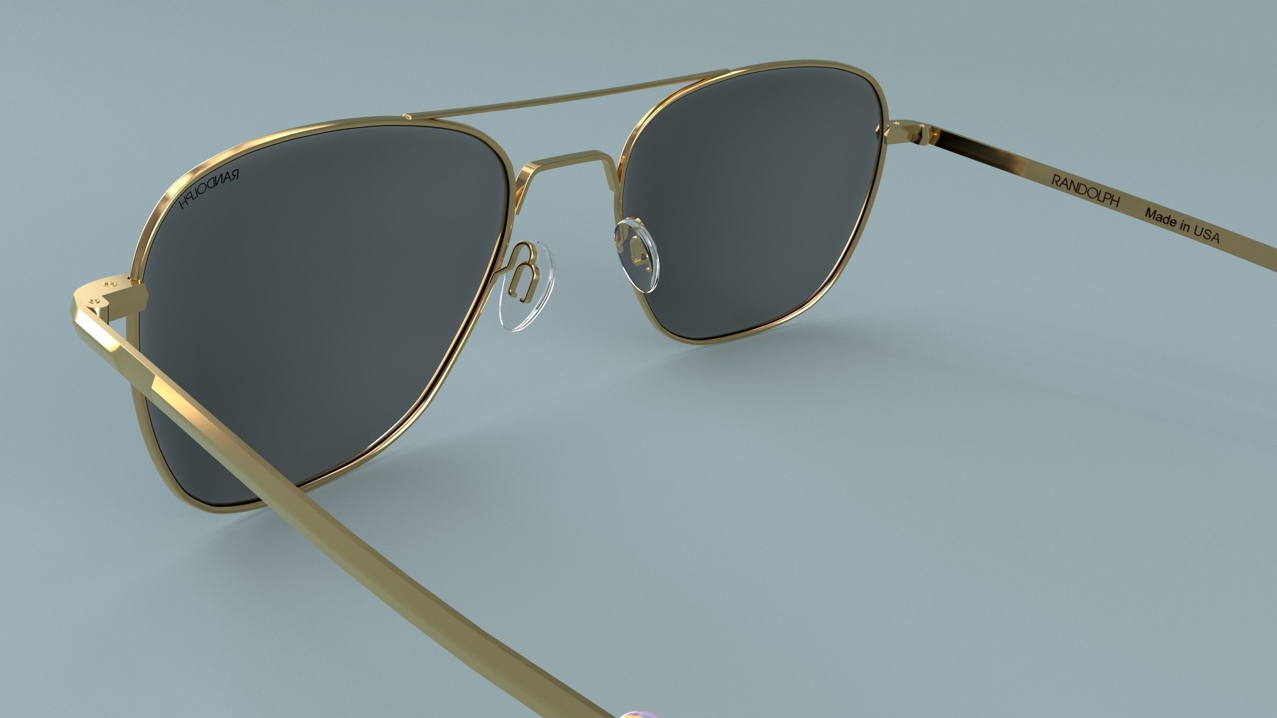 Sunglasses Randolph Aviator Gold Polarized 3D model | CGTrader
