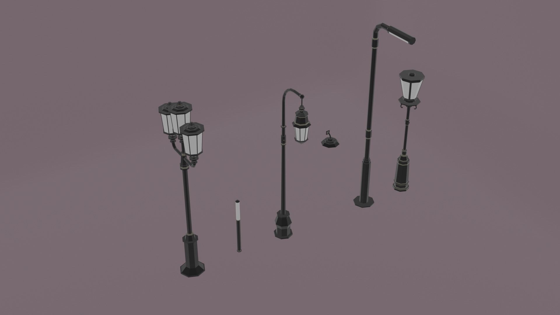 6 Low-Poly Street Lights With Textures Unity free VR / AR / low-poly 3D ...
