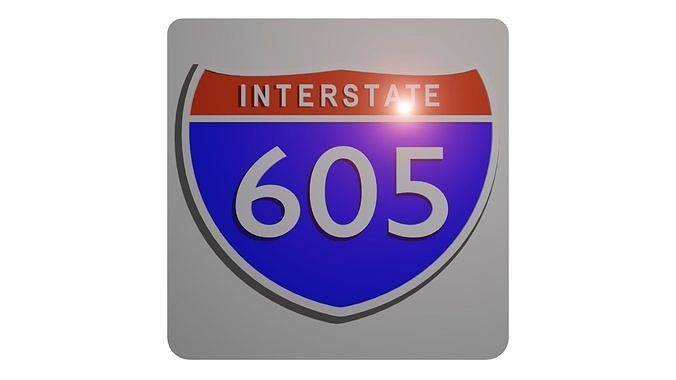 Sign Interstate Highway 605 3D model | CGTrader