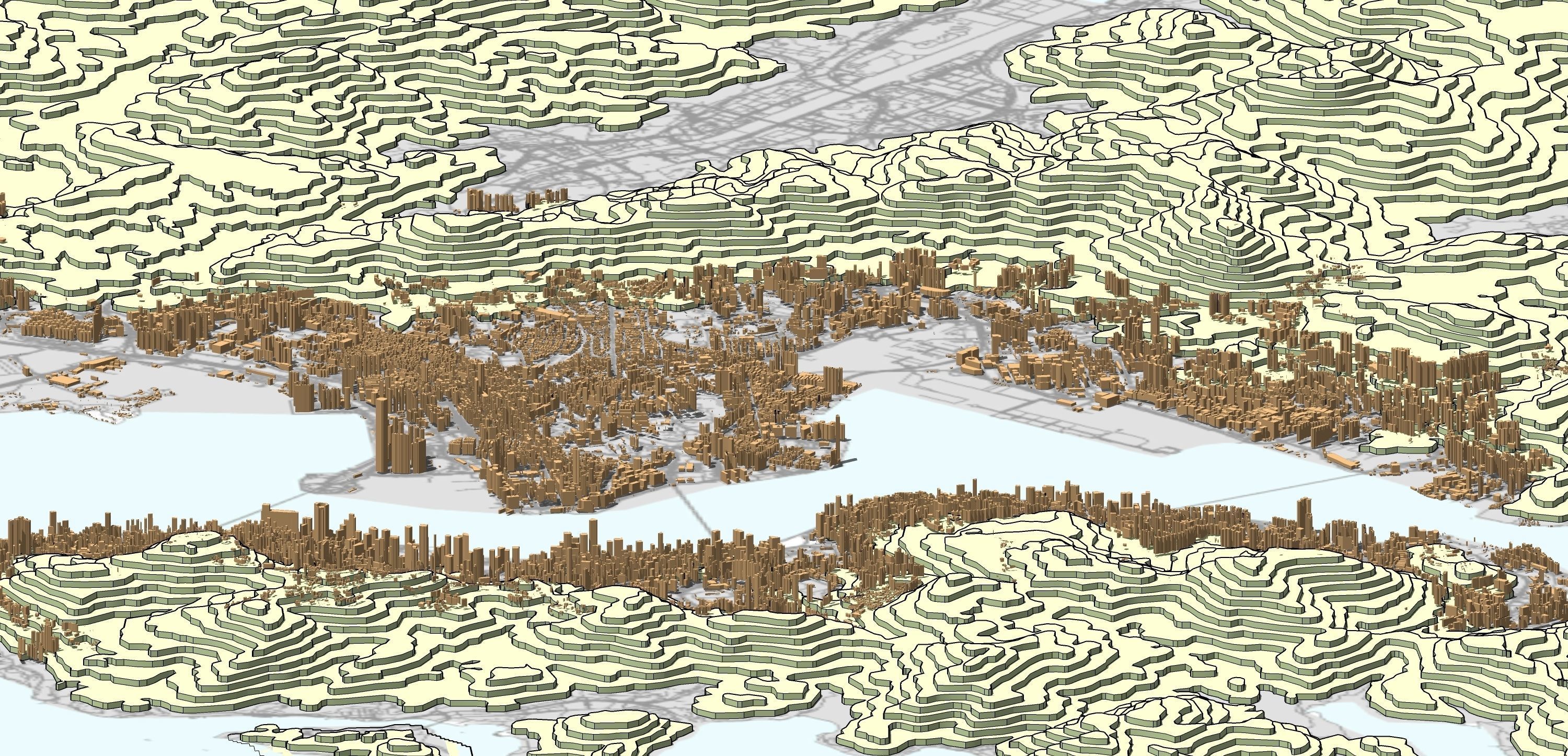 HONGKONG urban planning maquett building 3D Topography MODEL 3D model ...