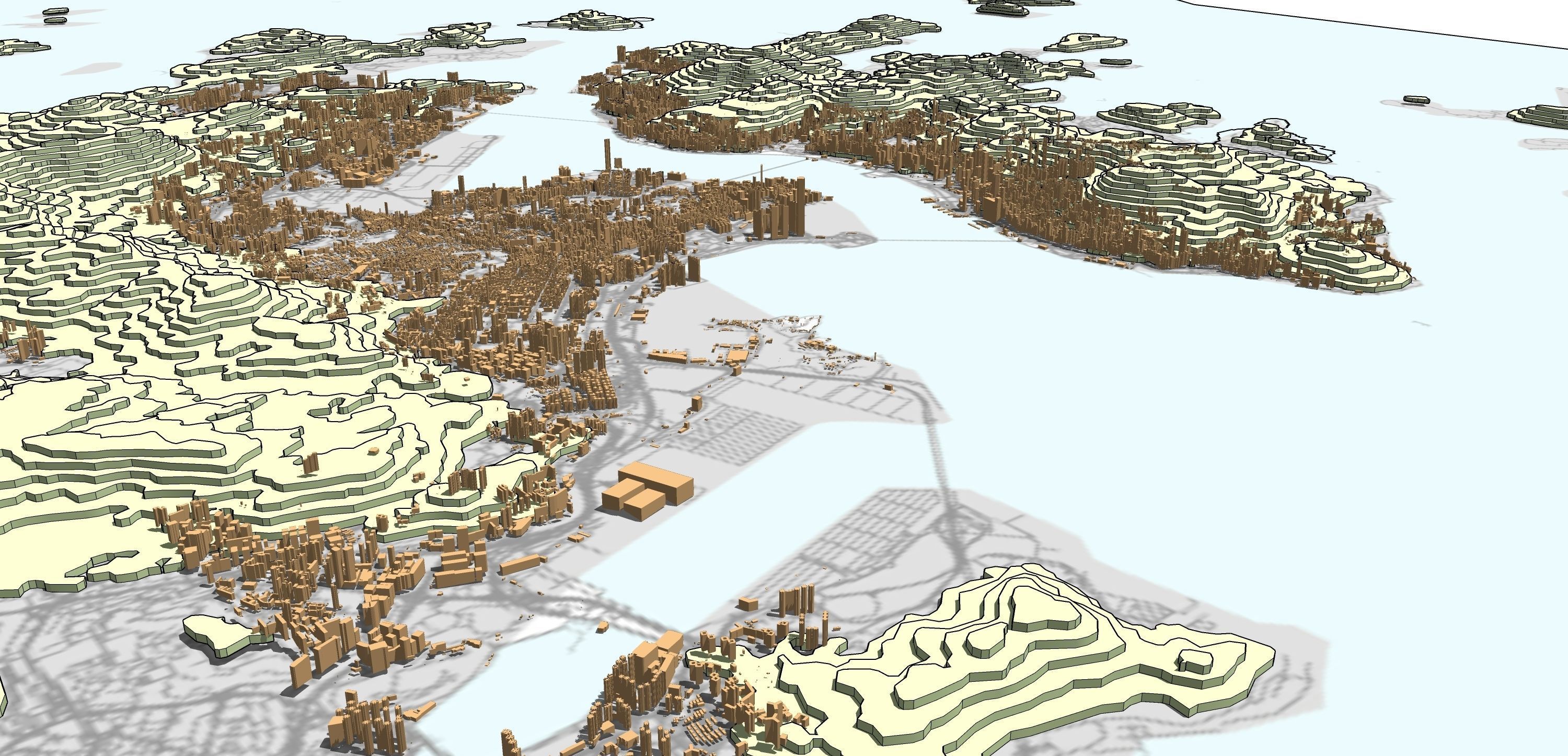 HONGKONG urban planning maquett building 3D Topography MODEL 3D model ...