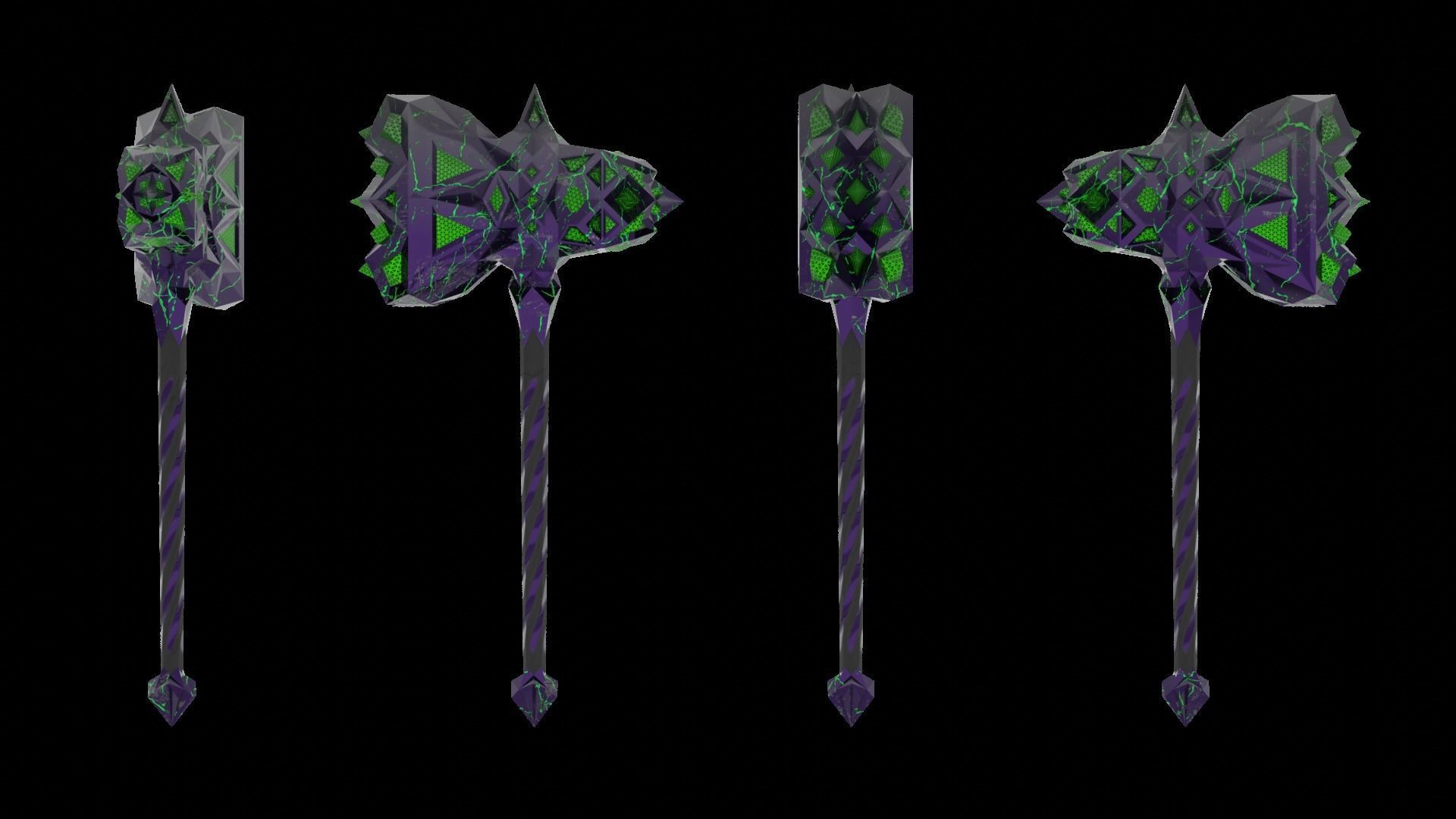 3D model Crystal hammer VR / AR / low-poly OBJ FBX BLEND