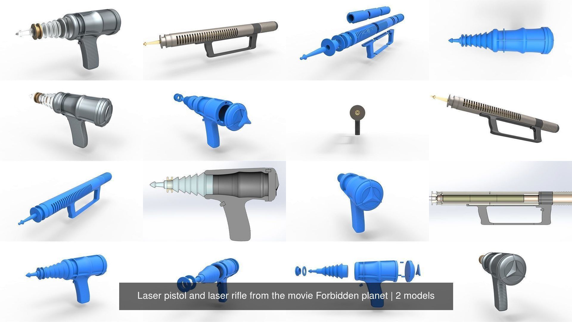 Laser pistol and laser rifle from the movie Forbidden planet 3D Model ...