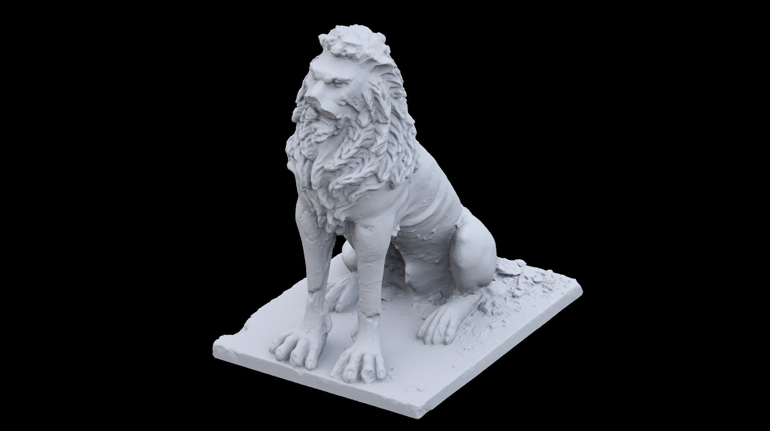 Abandoned and Damaged Lion Statue 3D model | CGTrader