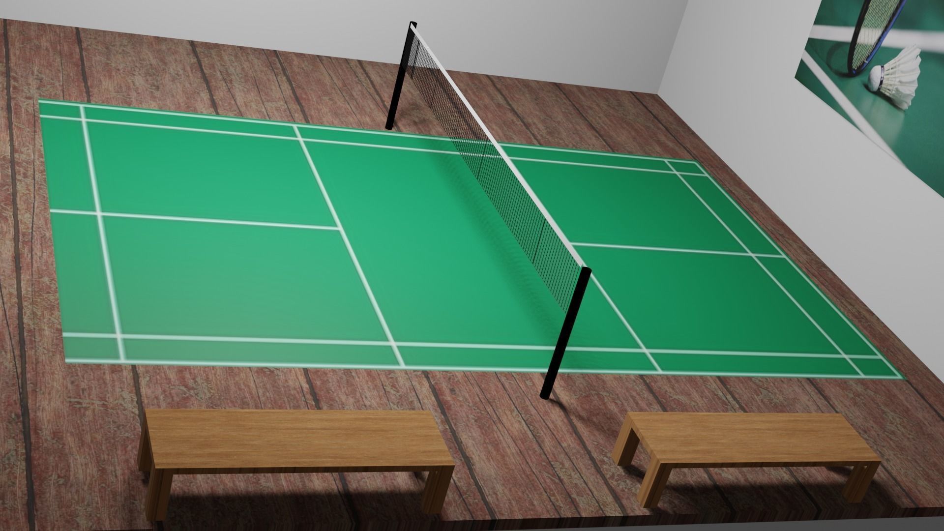 Badminton court free 3D model | CGTrader