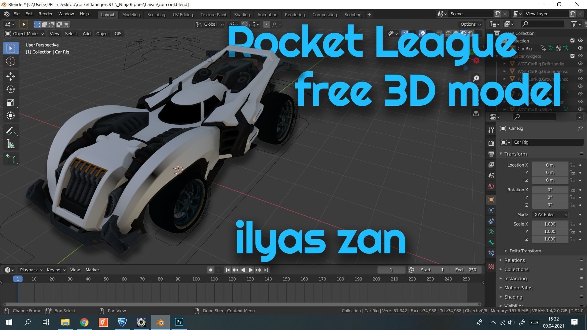 rocket league 3D model model FREE HotShot free VR / AR / low-poly 3D ...