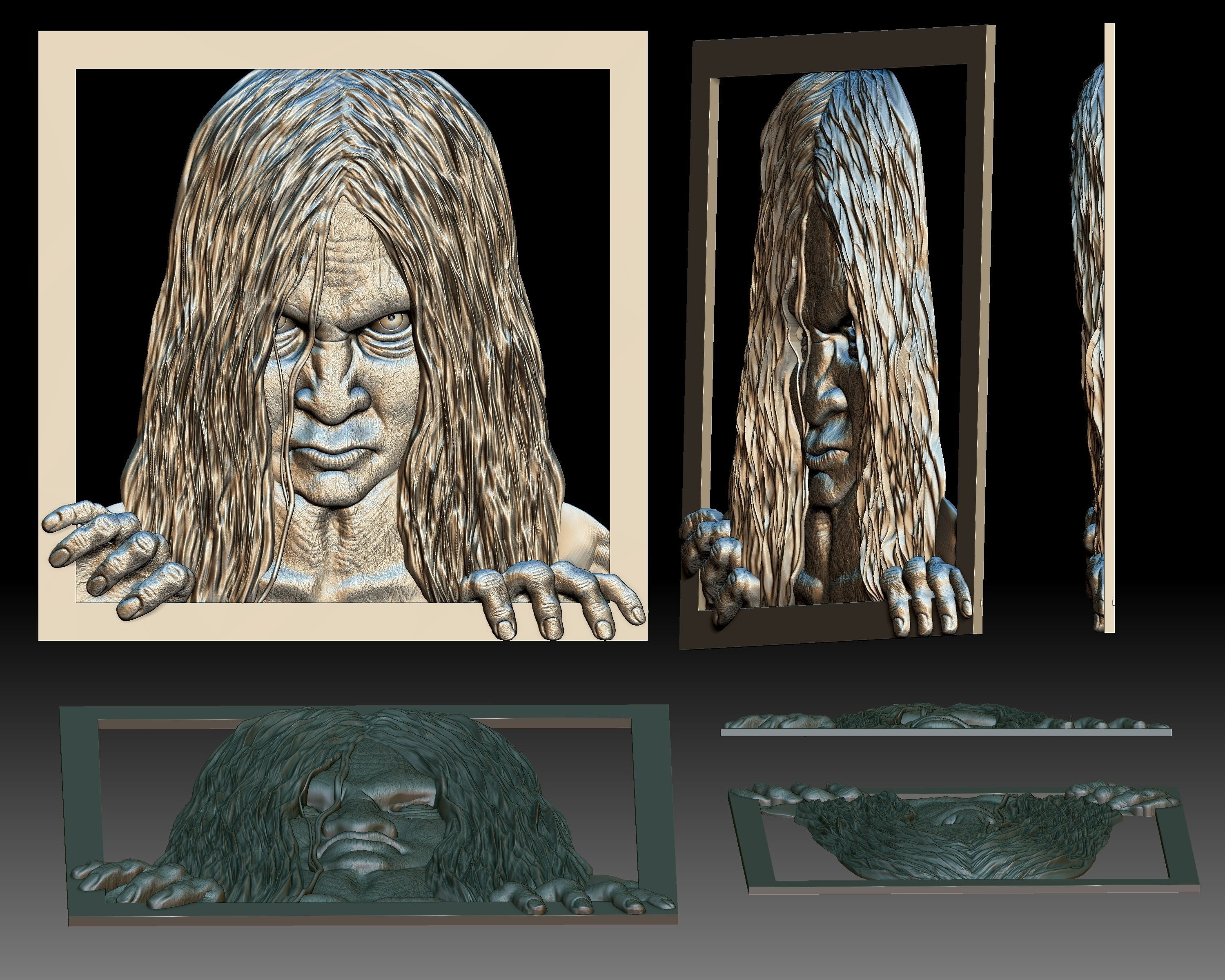 Samara The Ring horror movie relief for CNC router or printer 3D model ...