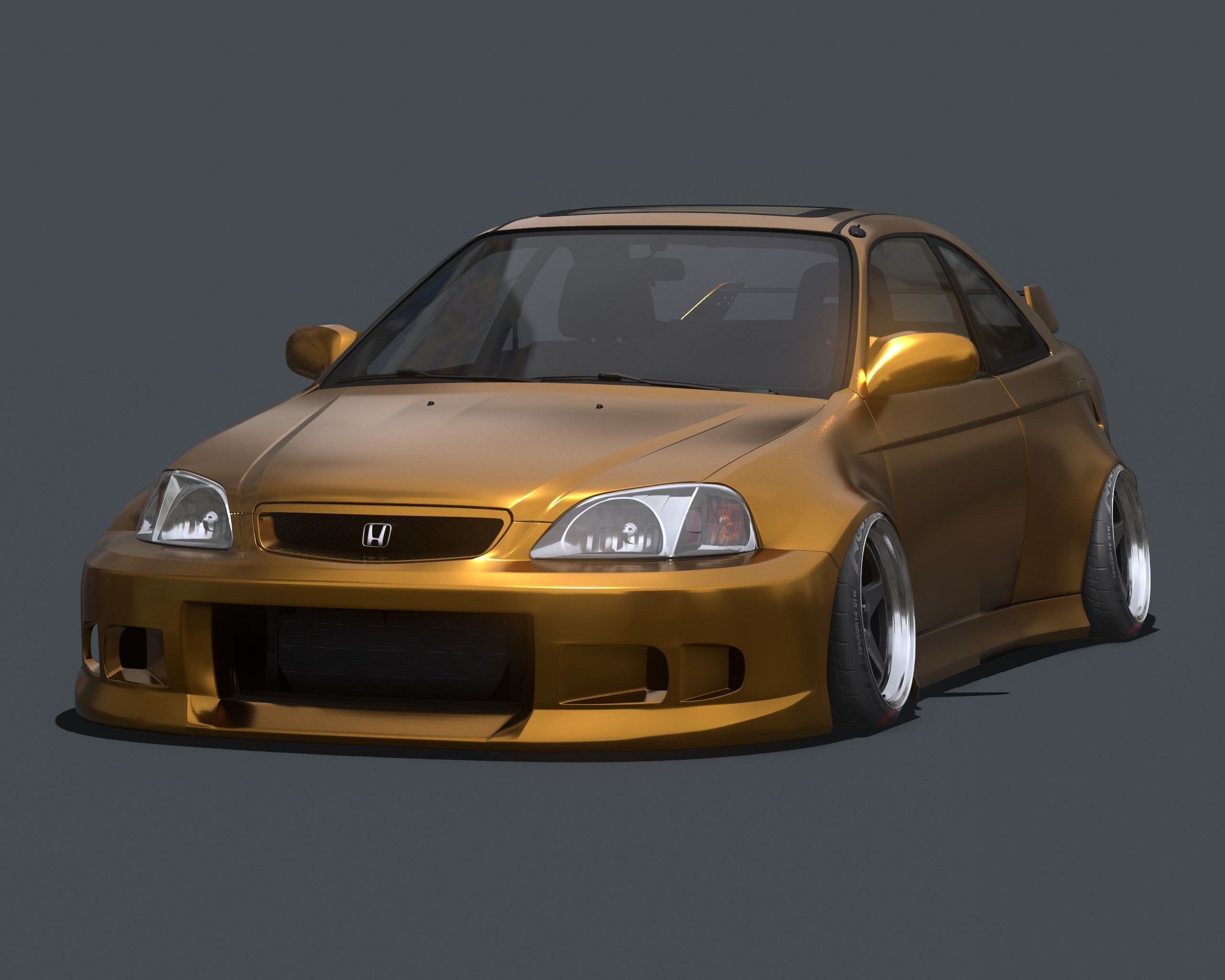 Full FENDERIST SPEC S Set WIDE BODY KIT Honda Civic COUPE 98-00 ...