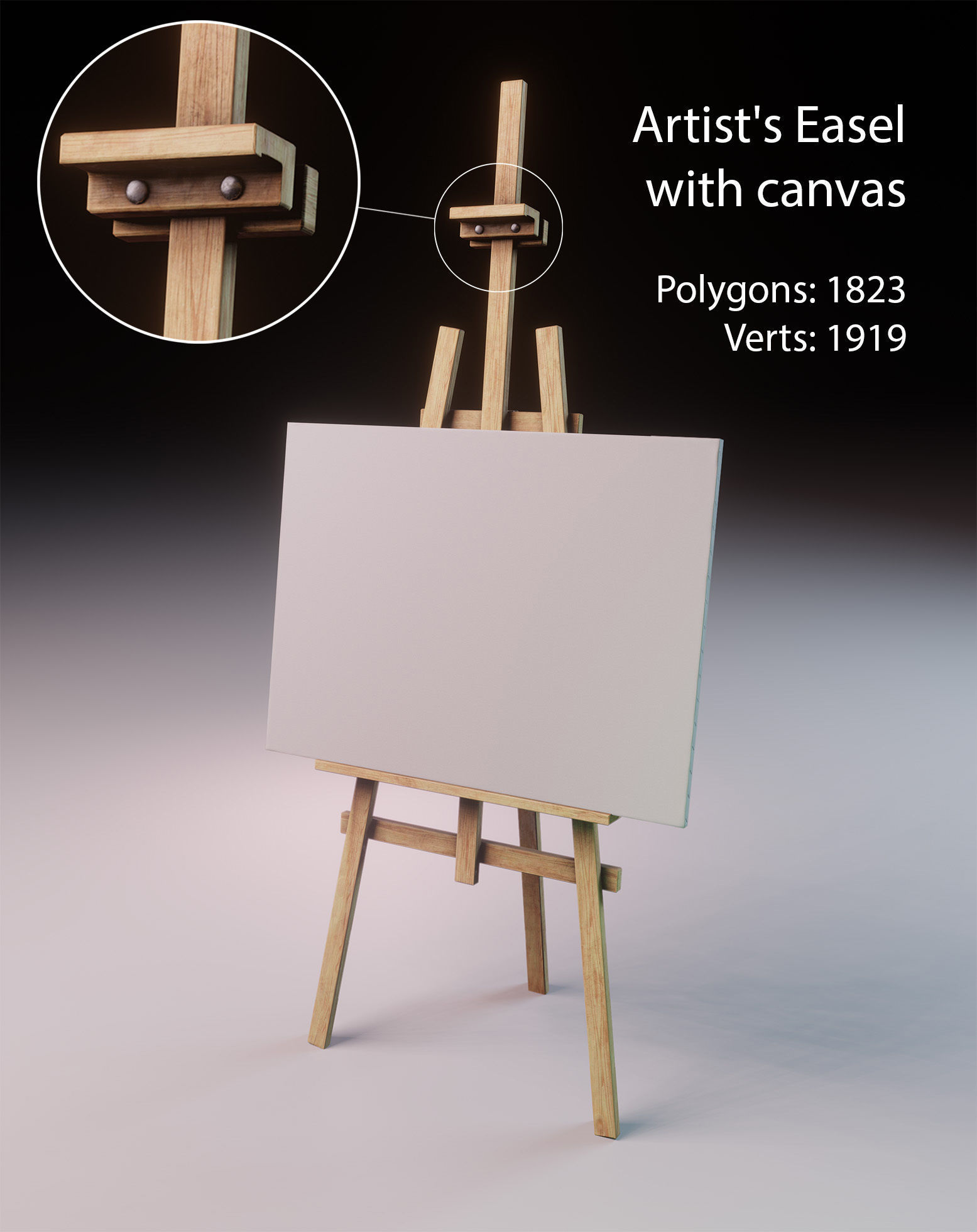 Easel with canvas 3D asset | CGTrader