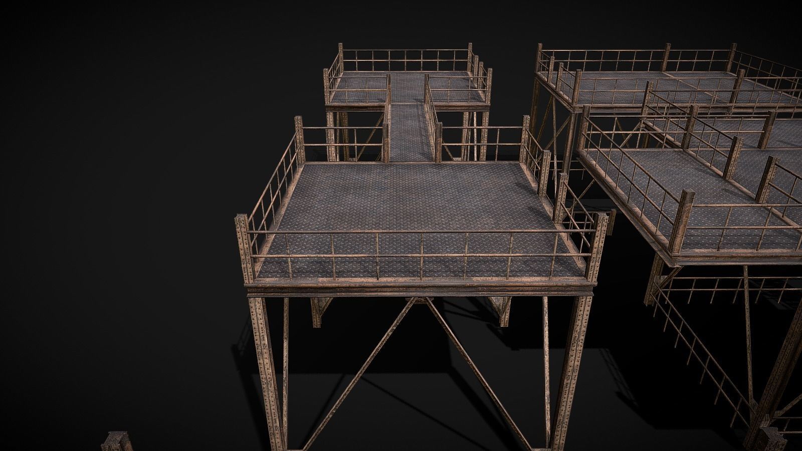 3D model Modular Metal Platforms Constructor Pack VR / AR / low-poly ...