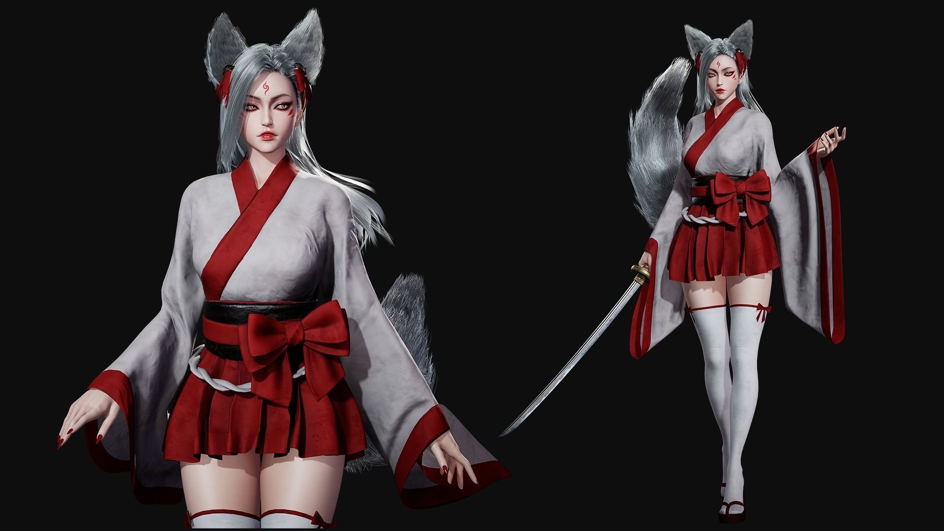 3D model Kitsune - Game Ready VR / AR / low-poly rigged | CGTrader