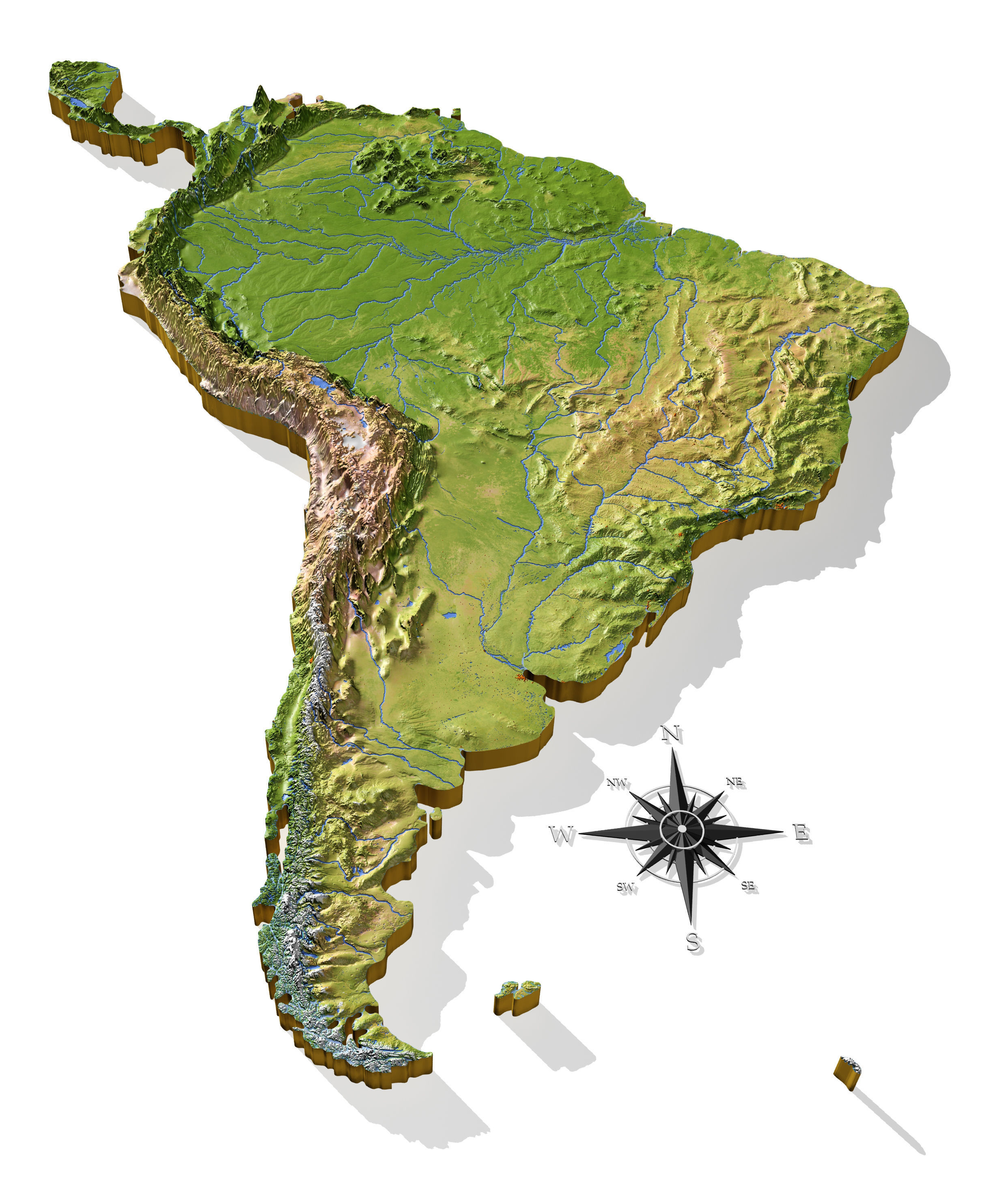 South America High resolution 3D relief maps 3D model | CGTrader
