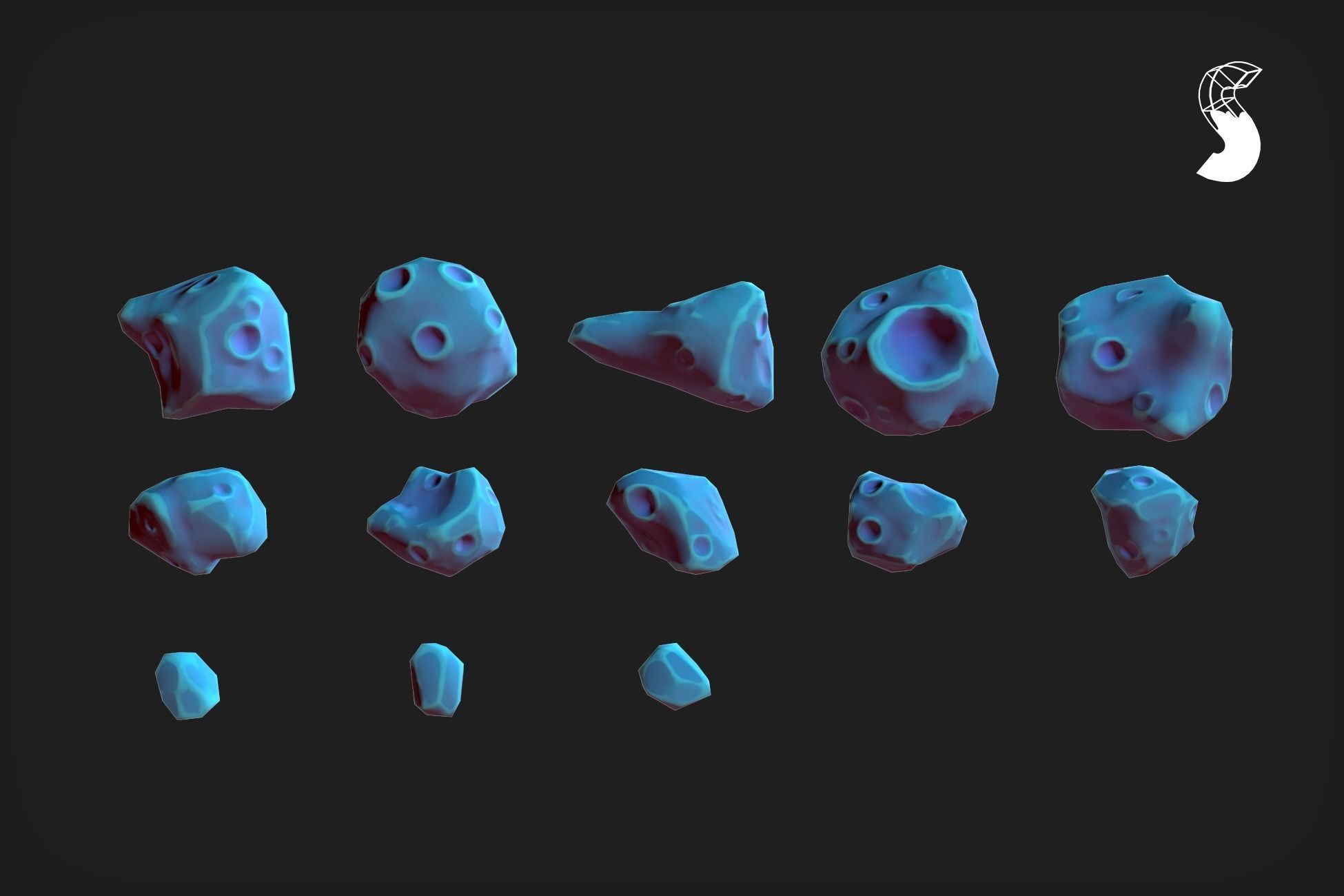 3D model Stylized asteroid pack VR / AR / low-poly | CGTrader