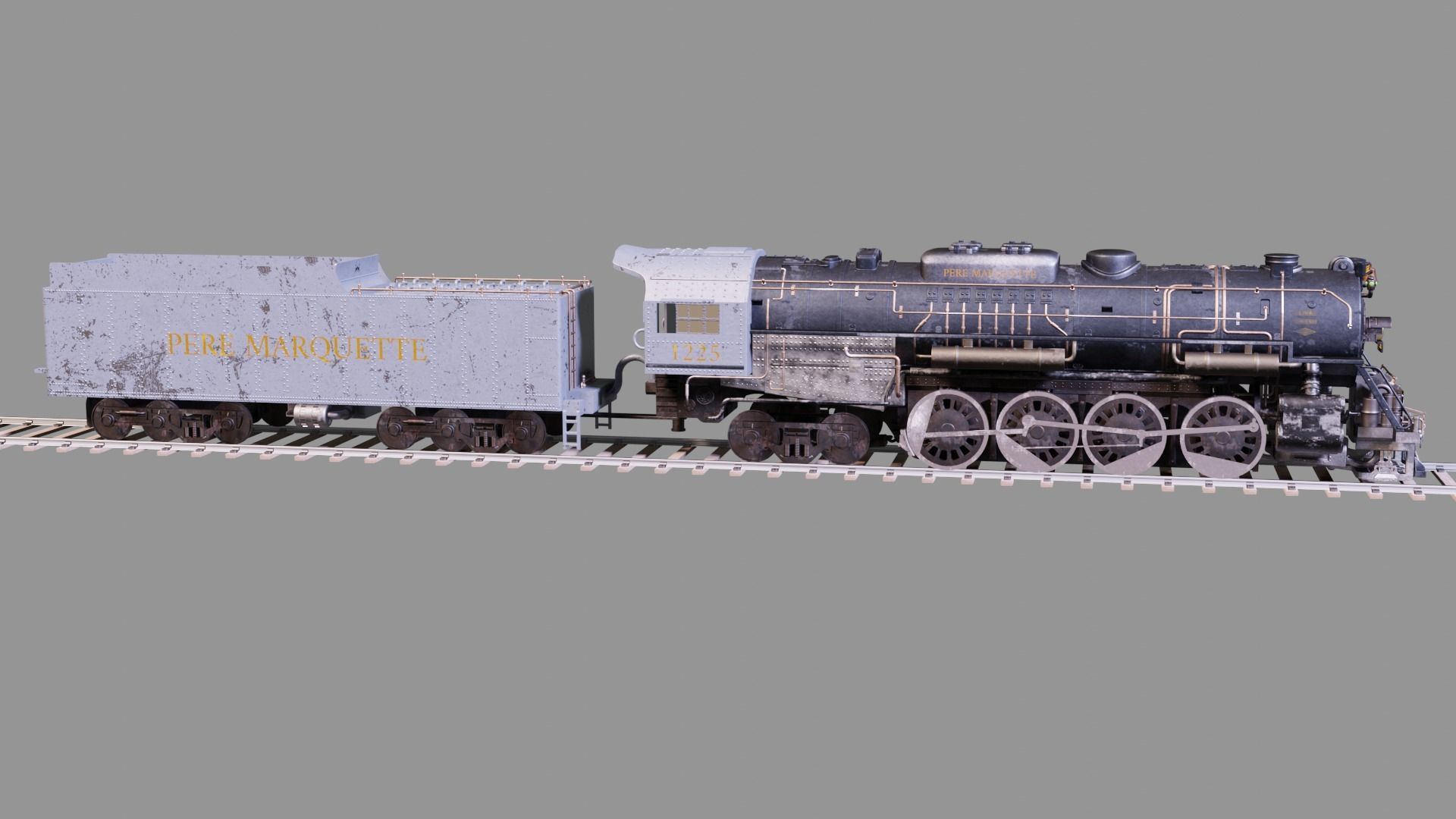 Pere Marquette 1225 locomotive train 3D model | CGTrader