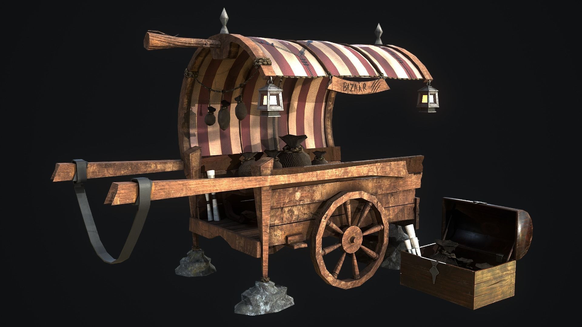 3D asset Medieval Market Stall | CGTrader