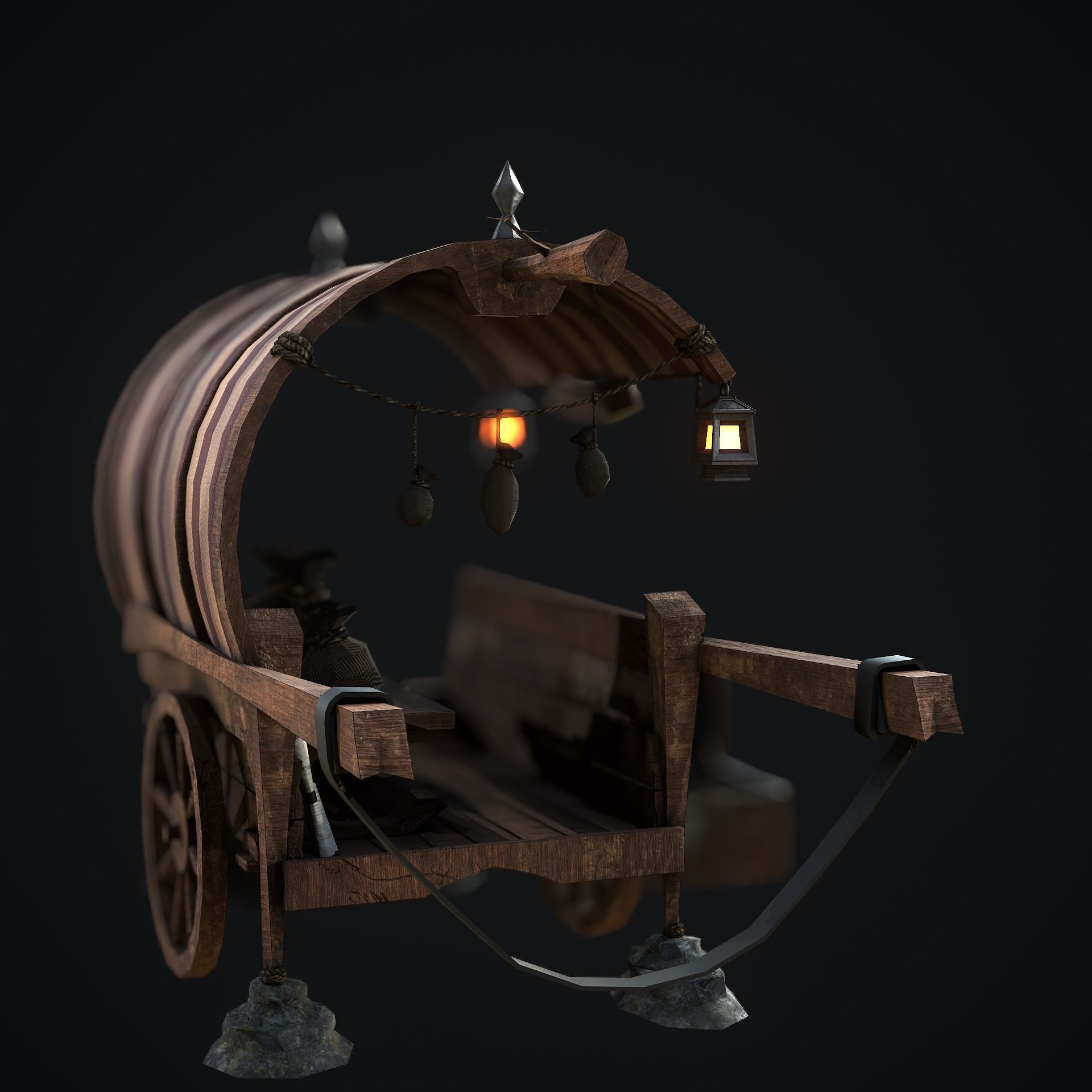 3D model Medieval Shop cart VR / AR / low-poly | CGTrader