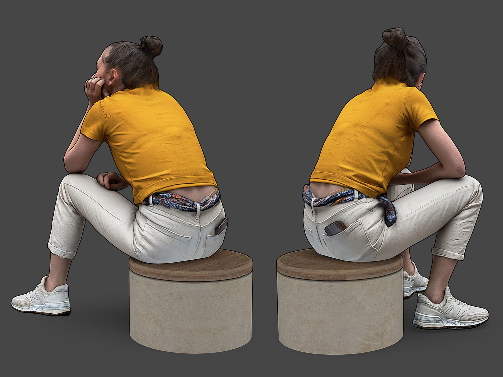 Stylized Woman Character Sitting 3D model | CGTrader