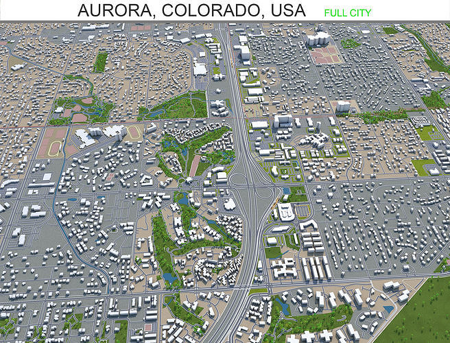 3D model Aurora Colorado USA 60km VR / AR / low-poly | CGTrader