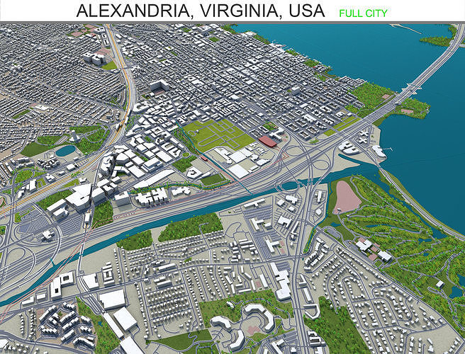 3D model Alexandria Virginia USA 20km VR / AR / low-poly | CGTrader