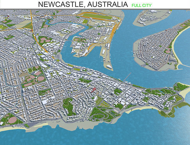 3D model Newcastle Australia 20km VR / AR / low-poly | CGTrader