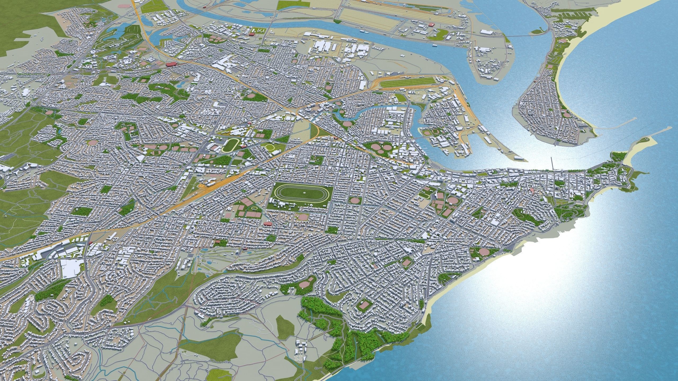 3D model Newcastle Australia 20km VR / AR / low-poly | CGTrader