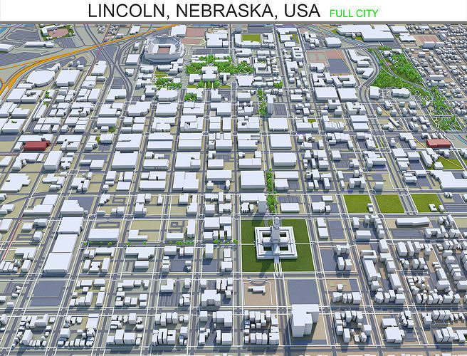 3D model Lincoln Nebraska USA 35km VR / AR / low-poly | CGTrader