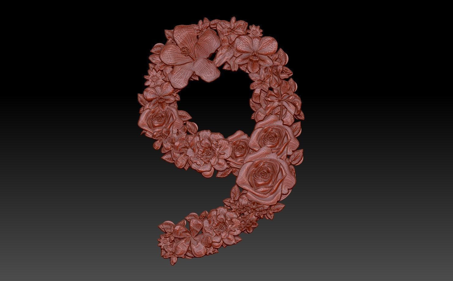 Flower number 9 3D model | CGTrader