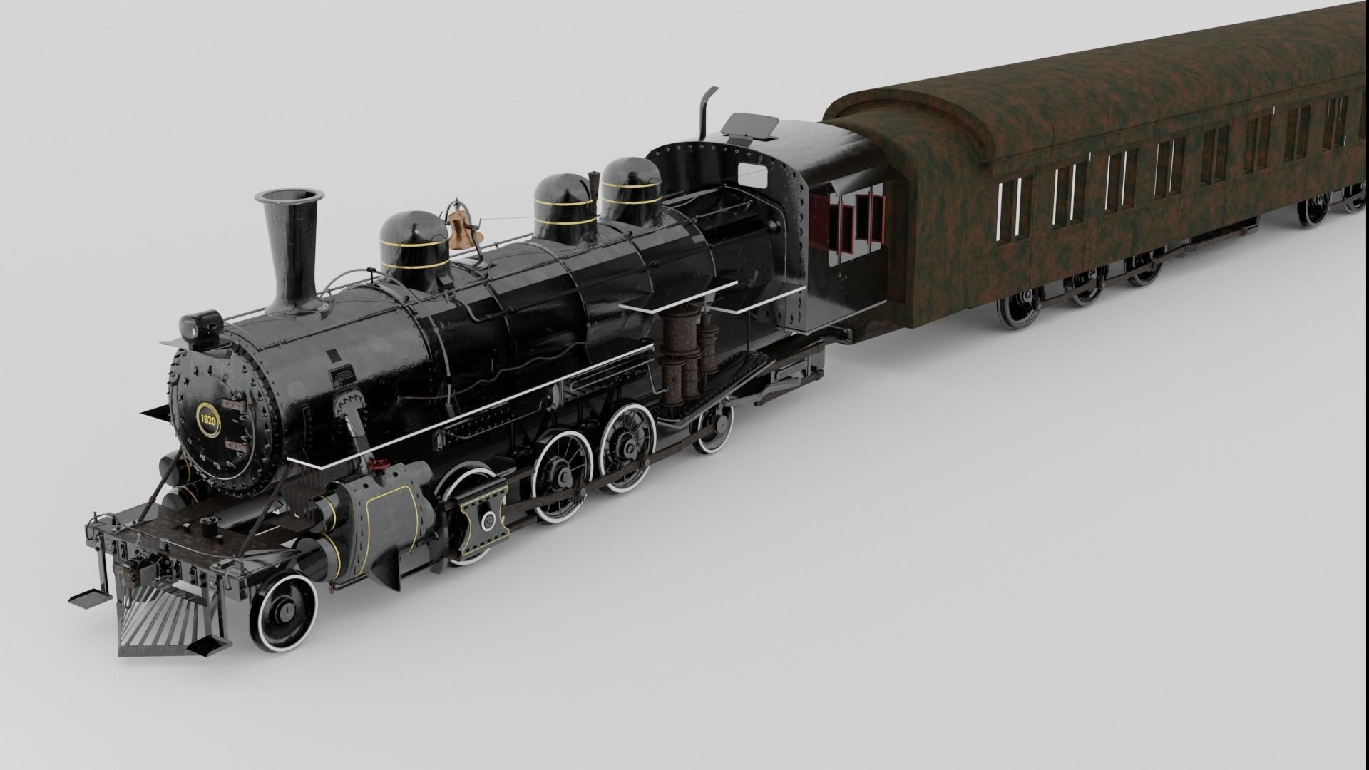 Essex Steam Train Engine Locomotive and Wagons 3D model | CGTrader