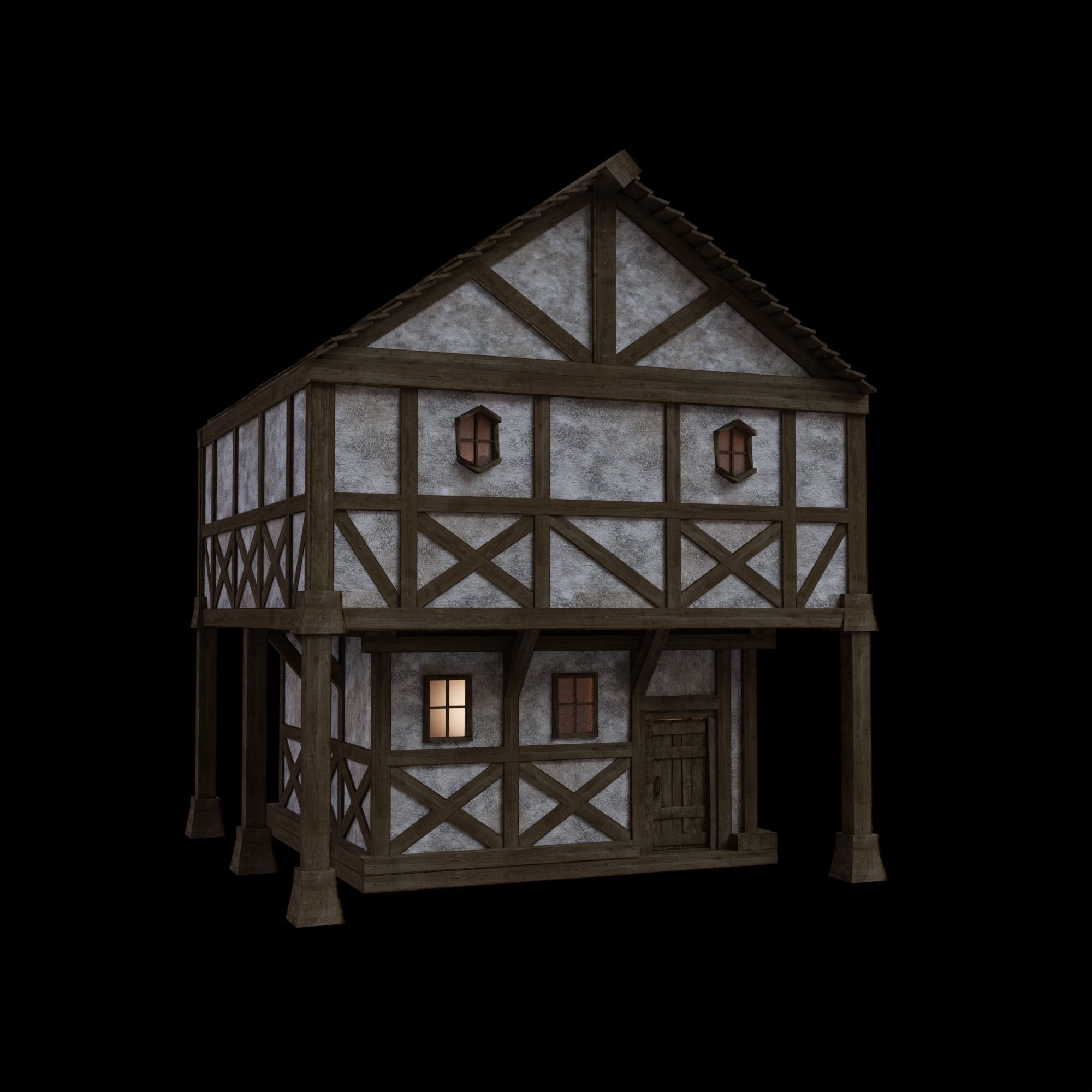 3D model House made for game RPG Medival projects VR / AR / low-poly ...