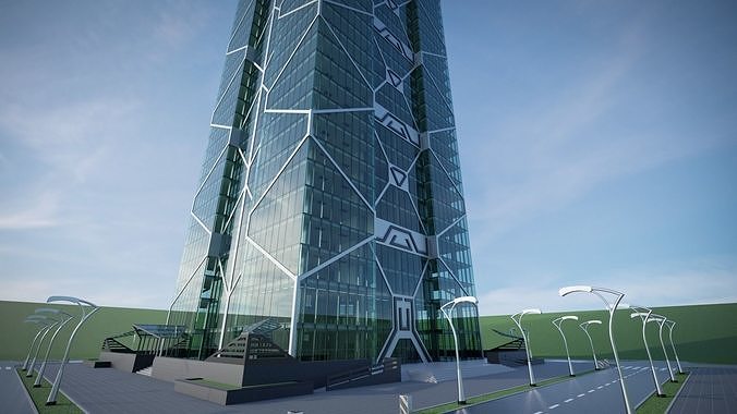 Skyscraper tall building with roof 3D model | CGTrader