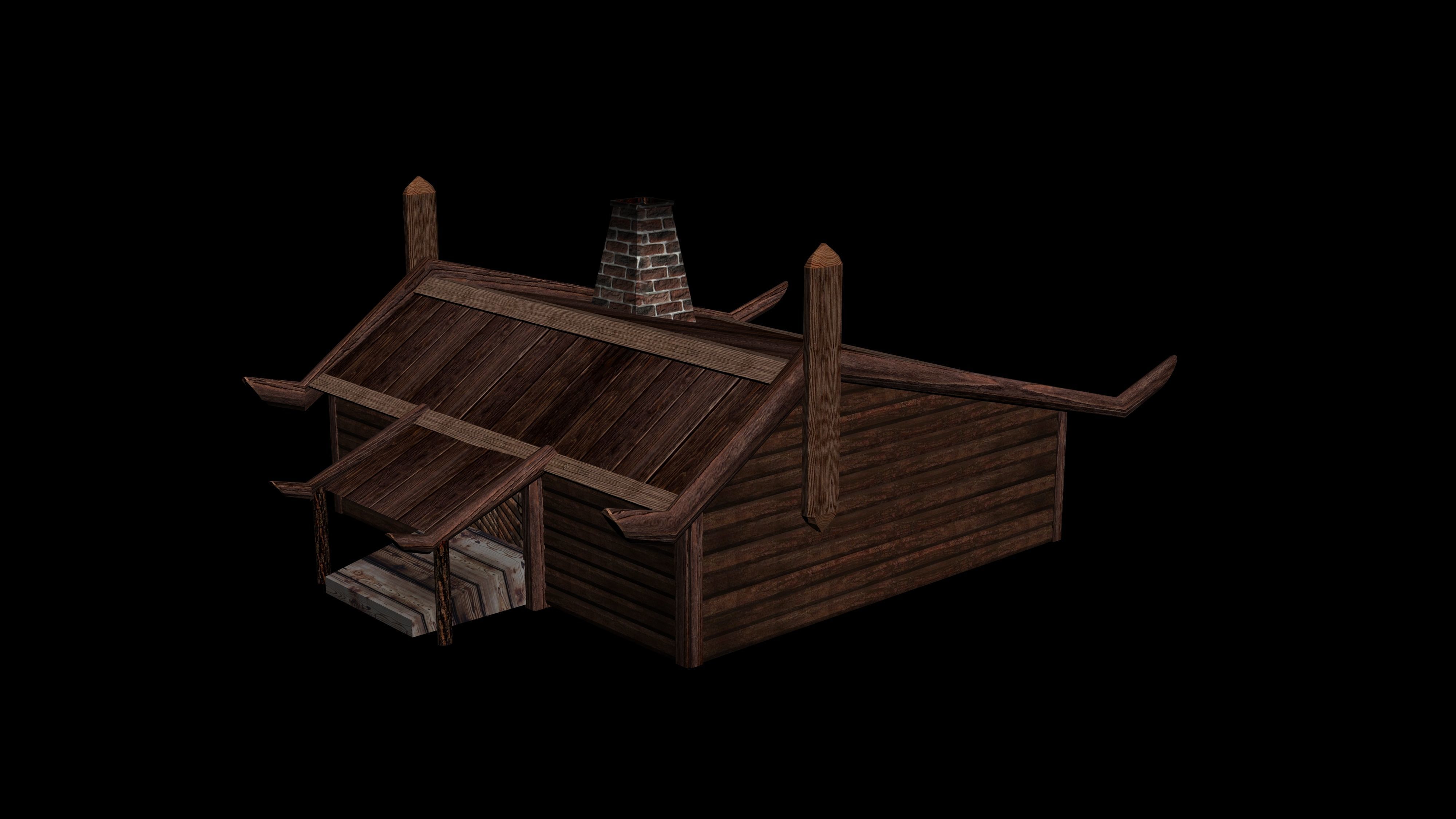 3D model Wooden village low-poly house VR / AR / low-poly | CGTrader