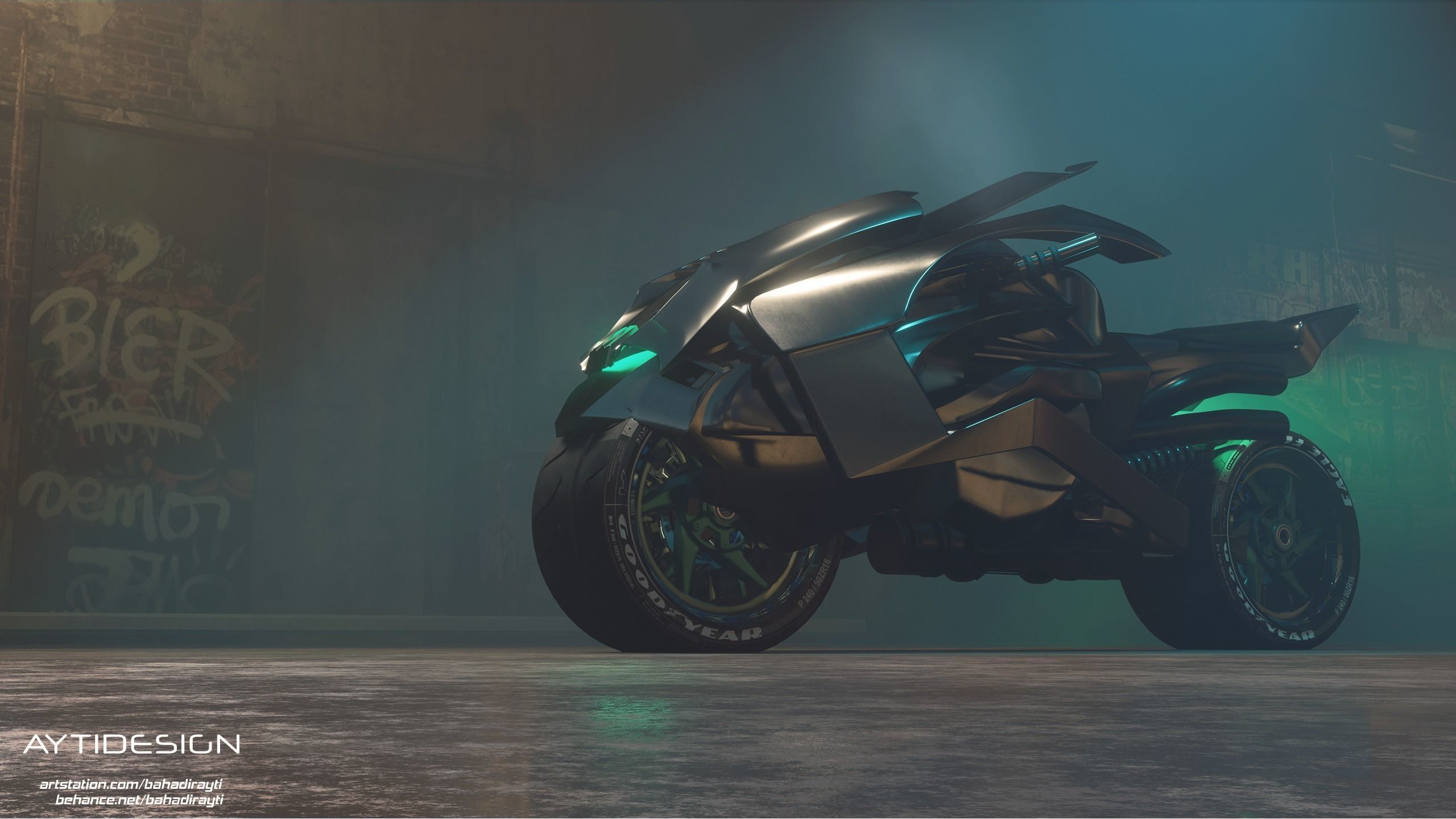 Cyberpunk Concept Motorcycle and Environment 3D model | CGTrader