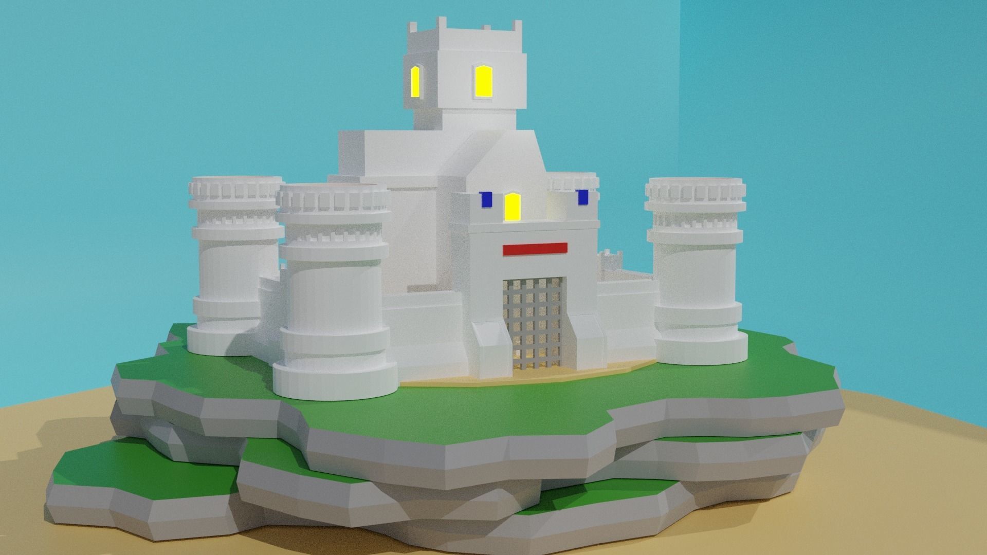 3D model low poly castle in sky VR / AR / low-poly | CGTrader