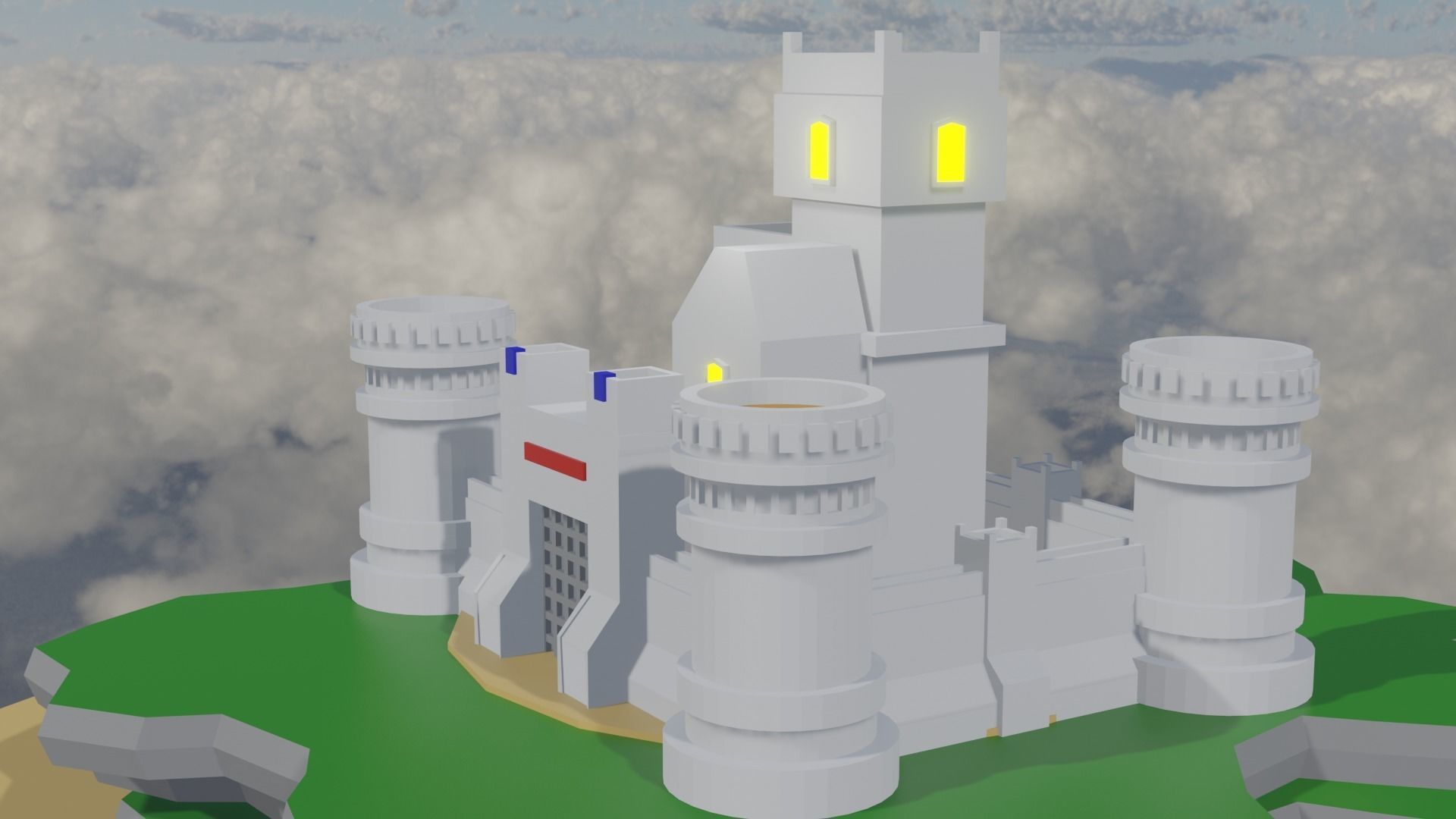 3D model low poly castle in sky VR / AR / low-poly | CGTrader