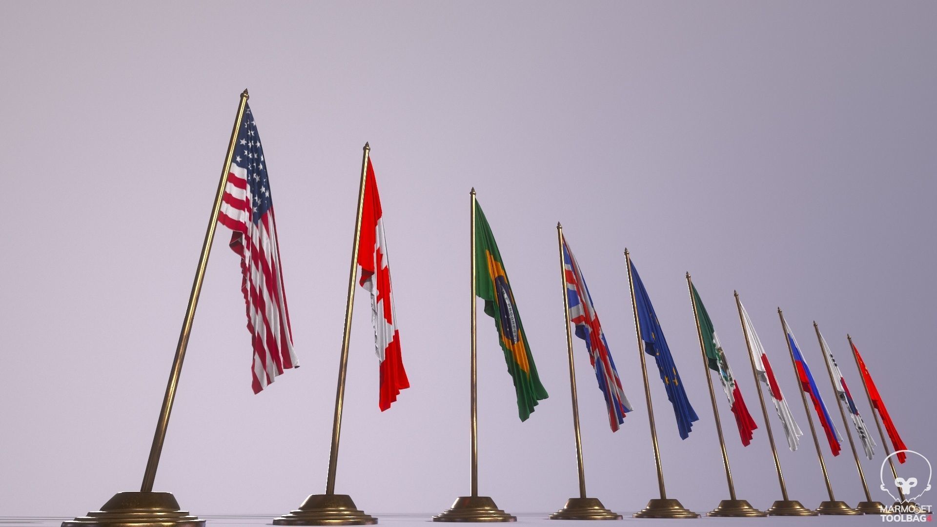 3D model Flags for the table on the stand VR / AR / low-poly | CGTrader