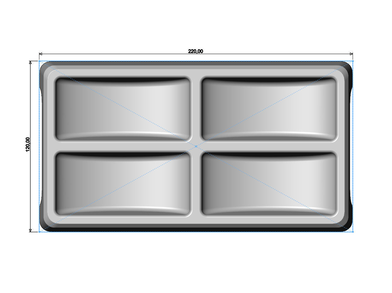 Rectangular 4 slots serving tray relief 3D model 3D printable | CGTrader