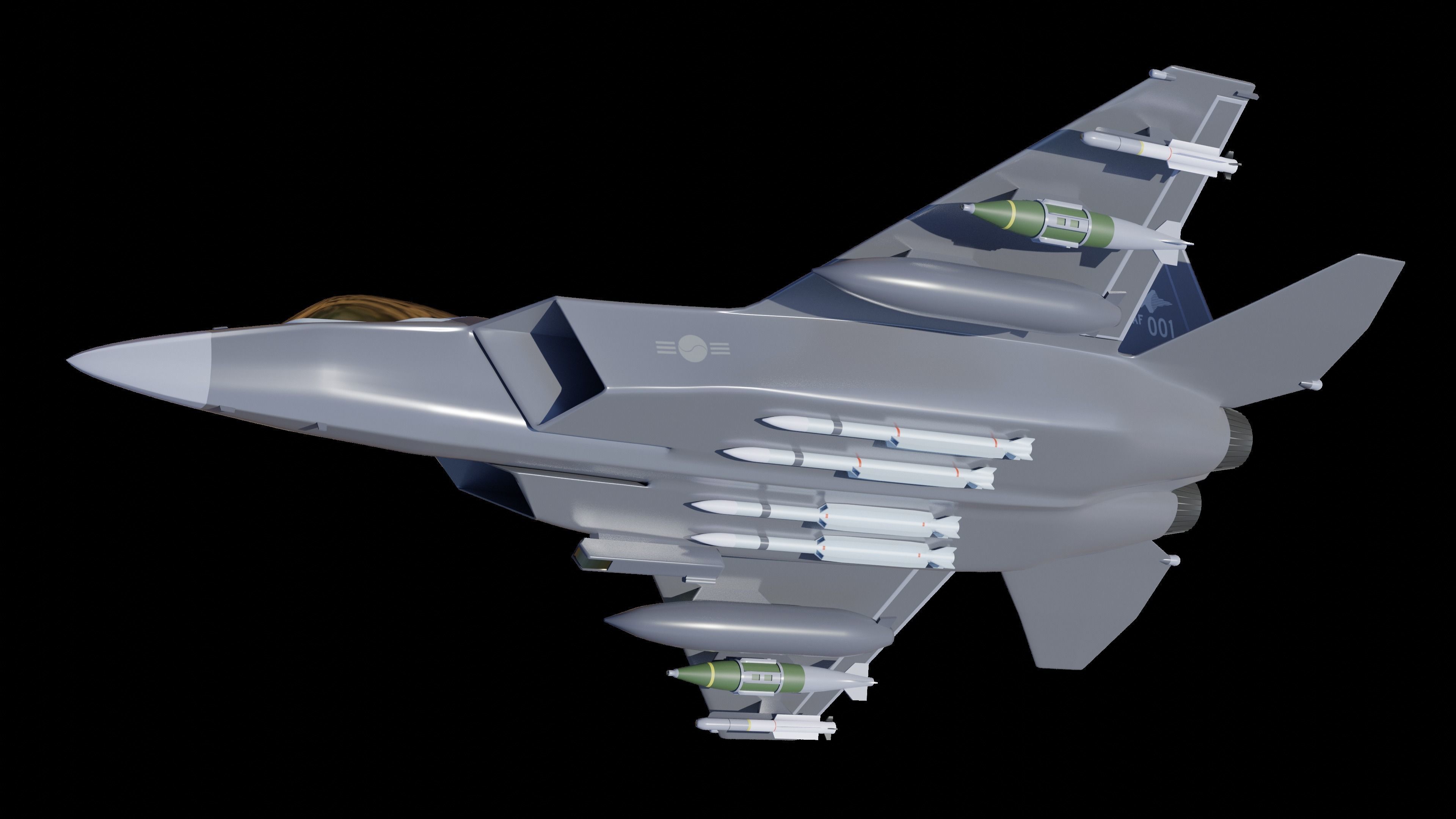 South Korea KAI KF-21 KFX Jet fighter blender 3D model | CGTrader