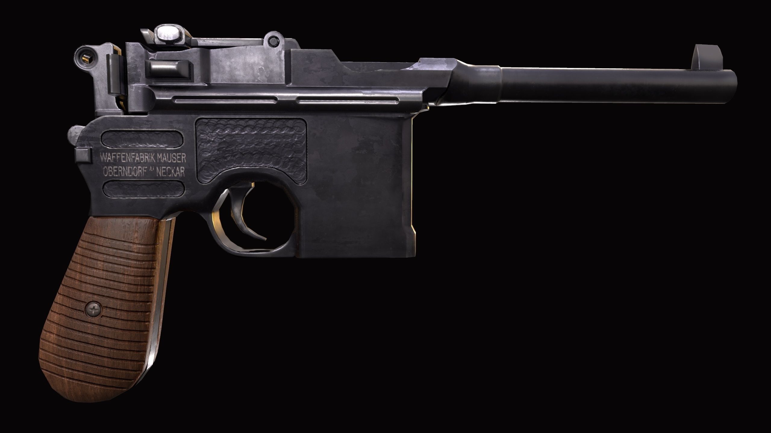 3D model Pistol Mauser C-96 Retro Low -Poly Gun VR / AR / low-poly ...