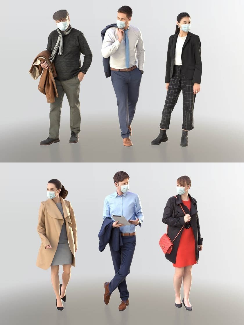 3D Model Collection 1012 - Social Distancing Bundle VR / AR / low-poly ...