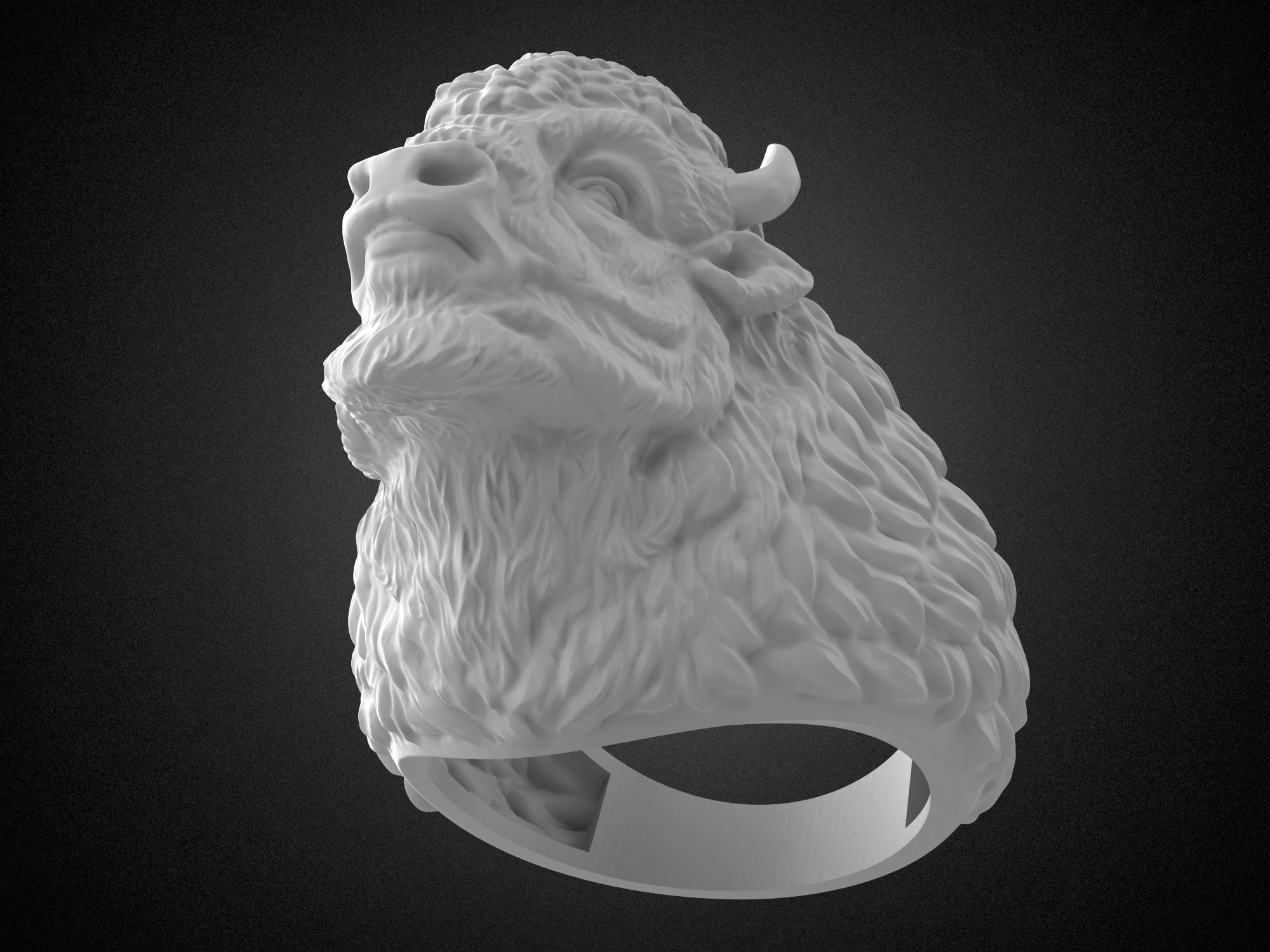 Bison Buffalo Head Sculpture ring 3D Printable model R5 3D model 3D ...
