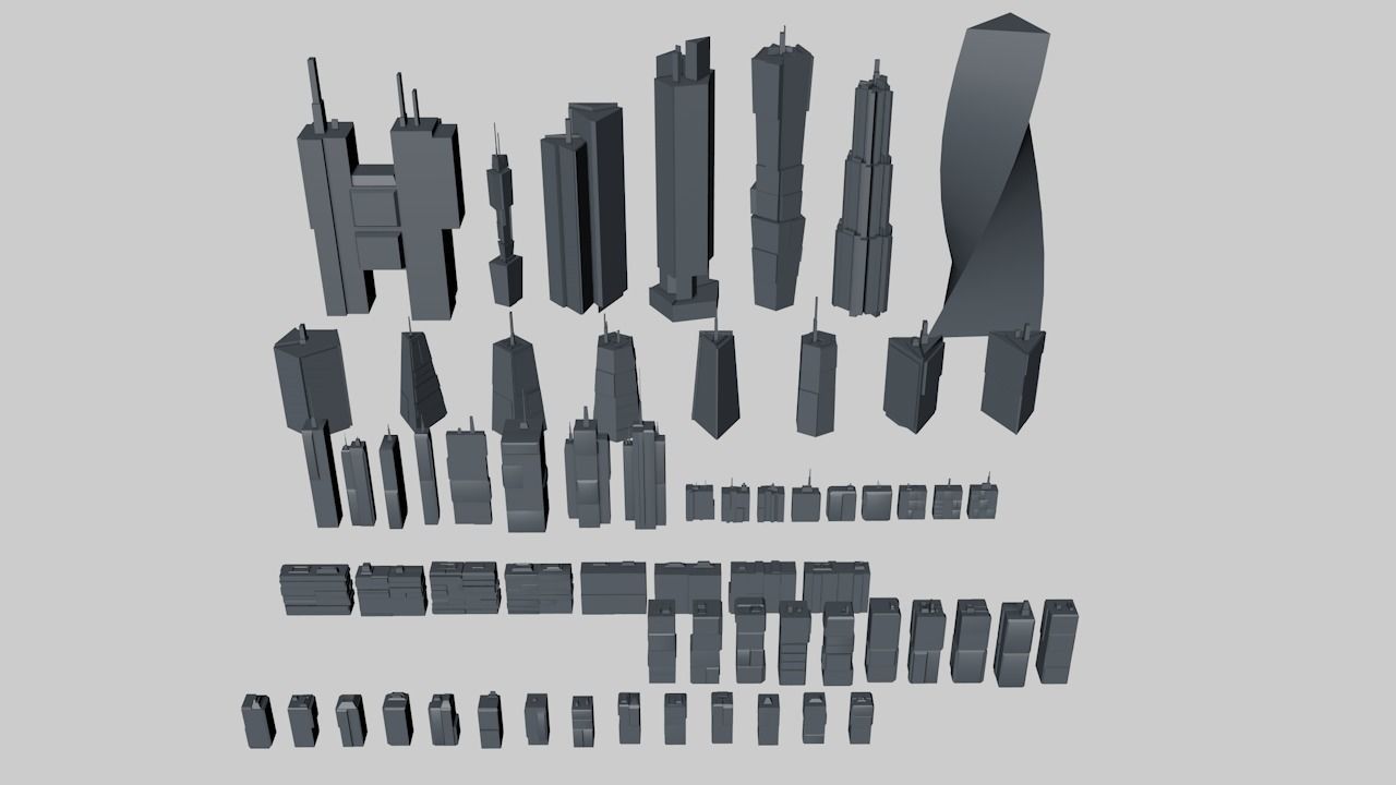 Sci Fi Cityscape Mega Pack Cyberpunk 57 Greeble Buildings Lot free 3D ...