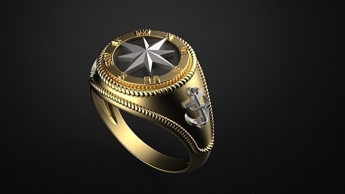 Marine ring 1 3D model 3D printable | CGTrader