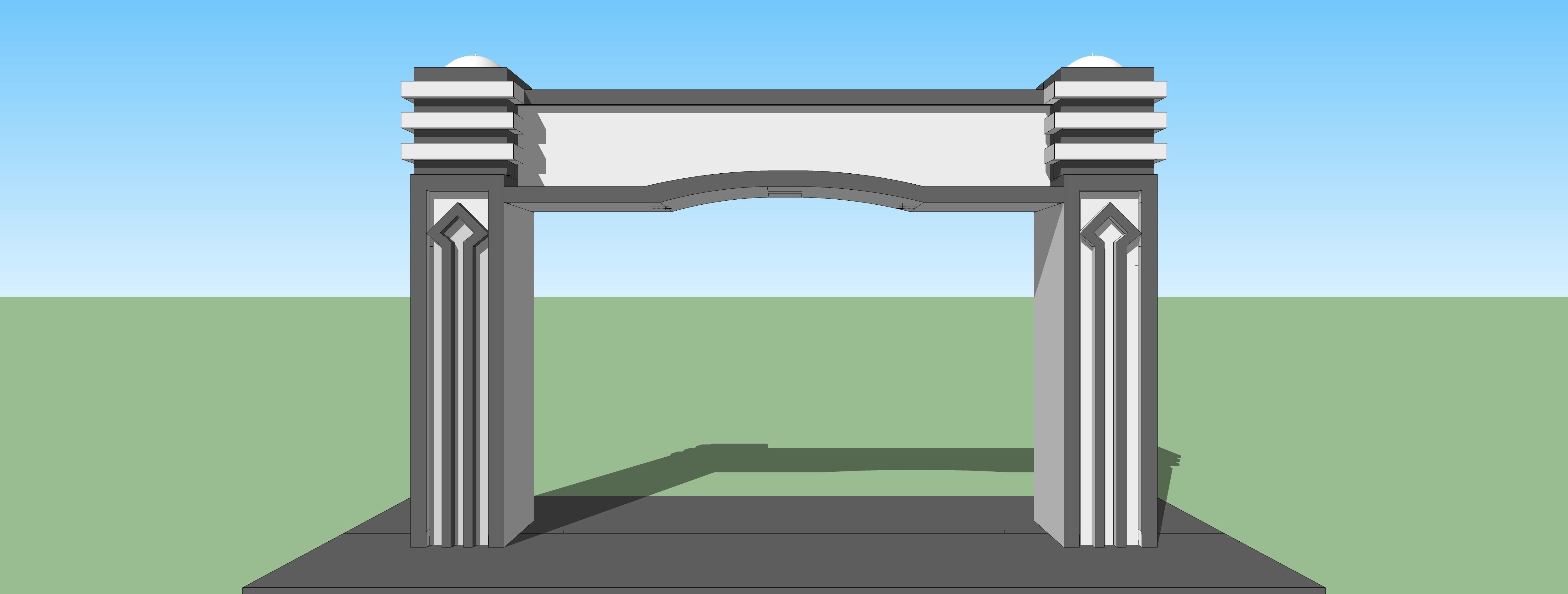 pendopo archway in middle of grassy field 3D model | CGTrader